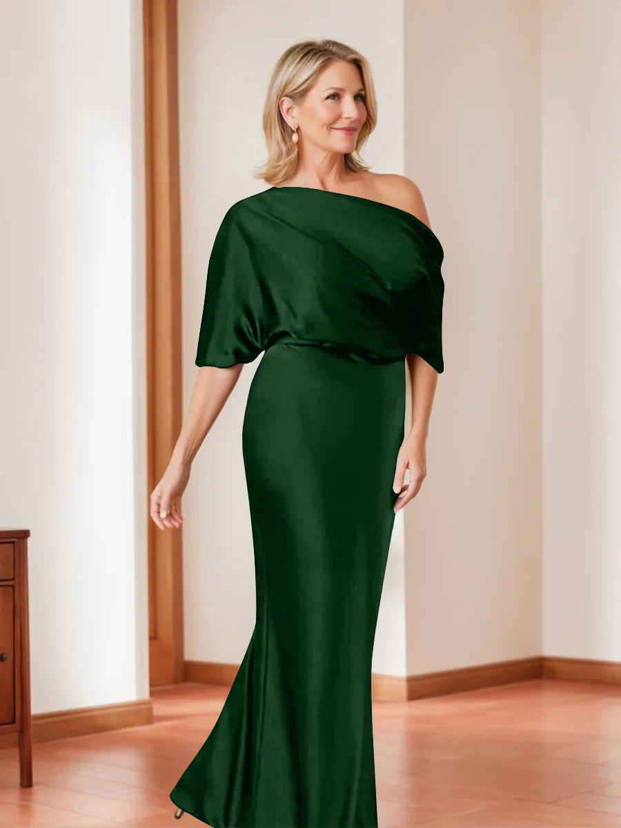 Elegant Plus Size Mother of the Bride One-Shoulder Sheath Dress with 1 ...